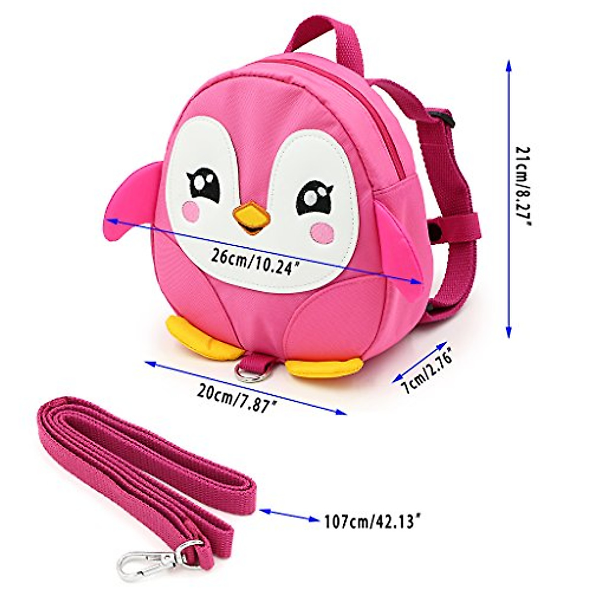 Hipiwe Baby Toddler Walking Safety Backpack Little Kid Anti-lost Travel Bag Harness Reins Cute Penguin toddler bookbag Mini Backpacks with Safety Leash for Baby Boys Girls
