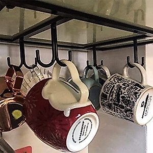 Drstarful Under Cabinet Hooks for Mugs, 16 in 1 Large Coffee Bar Mug Rack, Under Shelf Durable Metal Mug Hanger Holder for Coffee Cup Display, Hanging & Drying, Easy to Mount, Screws Included