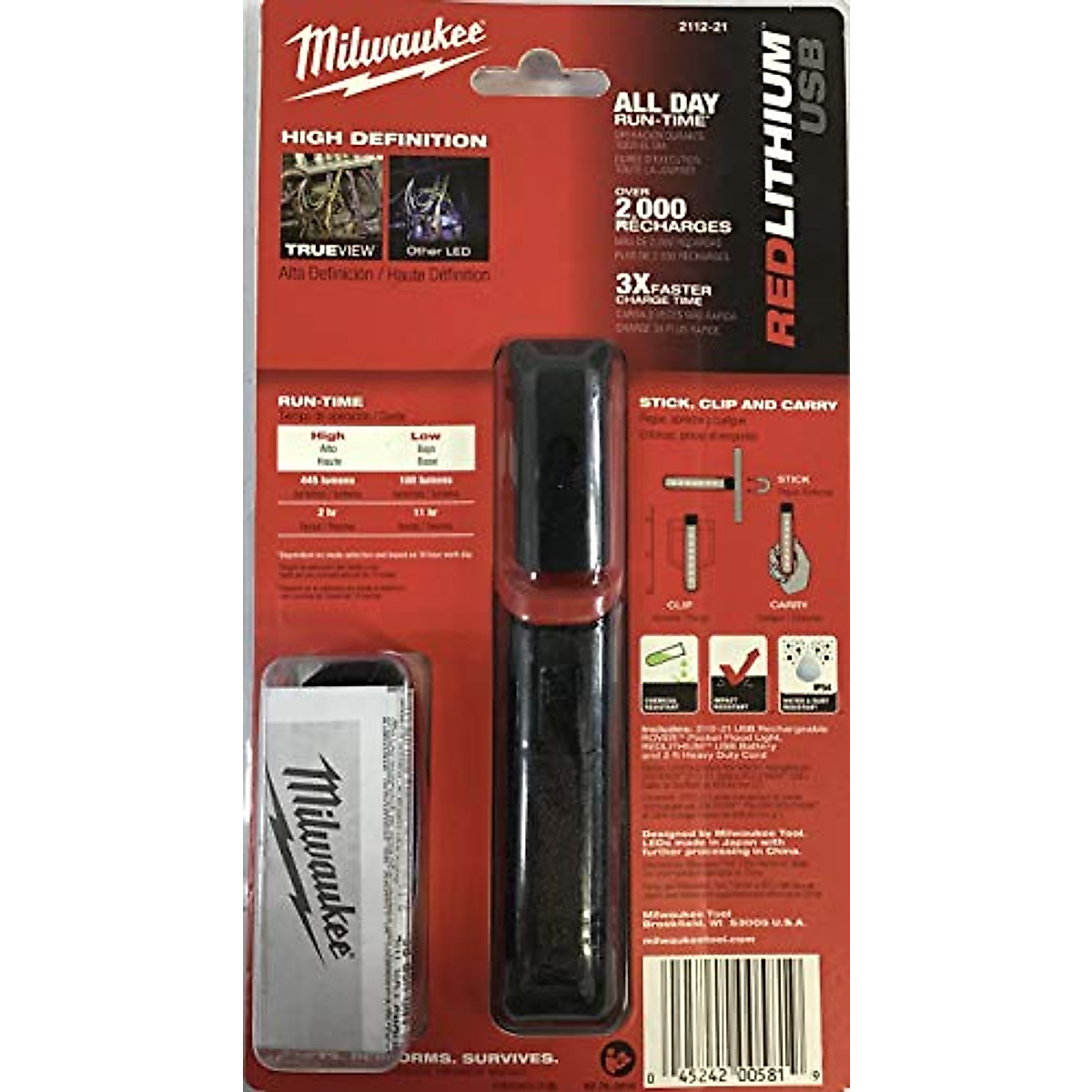 Milwaukee 2112-21 445-Lumen LED Rover Rechargeable Pocket Flood Light