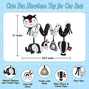 Car Seat Toys for Babies 0-6 Months, Black and White Spiral Carseat Toys for Infant 0-3 Months, High Contrast Baby Toys for 3-6 Months Newborn Toys, Stroller Toys for 0 3 6 9 12 Months Baby Ideal Gift