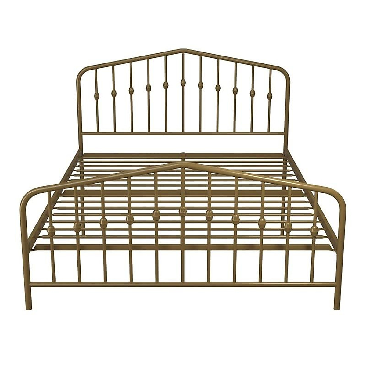 Novogratz Bushwick Metal Bed with Headboard and Footboard | Modern Design | Queen Size - Gold