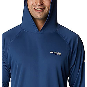 Columbia Men's Terminal Tackle Hoodie, Carbon/Ancient Fossil Logo, Large