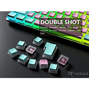 Ranked Pudding v2 PBT Keycaps | 145 Double Shot Translucent ANSI US & ISO Layout | OEM Profile for Full Size, TKL, 75%, 65% and 60% RGB Mechanical Gaming Keyboard (Miami Vice)