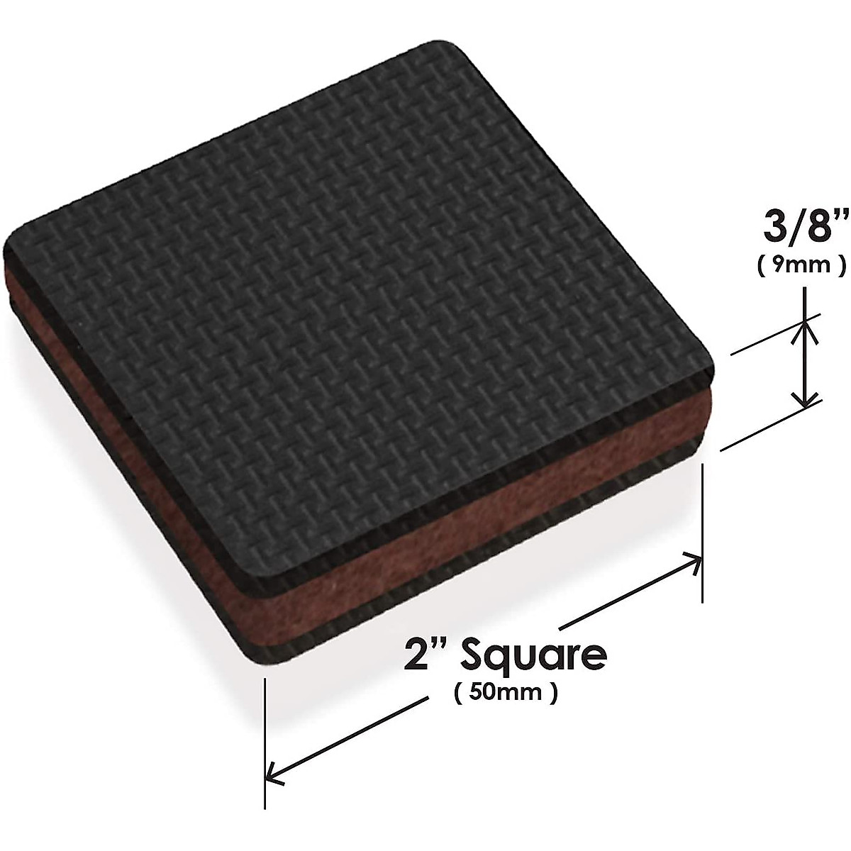 GorillaPads Non Slip Furniture Pads/Floor Gripping Pads (Set of 16 Grips) 2 Inch Square Floor Protectors for Under Furniture, Black, CB142-16