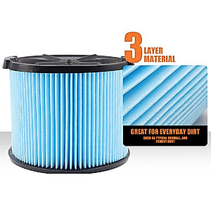 Replacement Filter for Ridgid VF3500 3-Layer Wet/Dry 3-4.5 Gallon Portable Vacuum Compatible with WD4050 WD4070 WD45-2 Packs