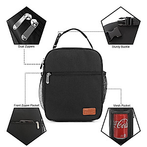 Femuar Lunch Box for Men Women Adults Small Lunch Bag for Office Work School - Reusable Portable Lunchbox, Black