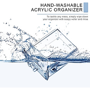 COMVTUPY Clear Makeup Organizer with Brush Holder, Large Acrylic Cosmetic Display Jewelry & Make Up Organizers and Storage for Vanity, Bathroom (3 Large, 4 Small Drawers, Diamond Pink)