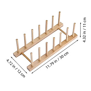STOBOK Sewing Storage Rack Wood Thread Racks Wooden Thread Holder Sewing Thread Rack Holder Embroidery Thread Rack Yarn Holder Dispenser Crochet Yarn Ball Holder Solid Wood Tool, 29.50X9.80X4.70CM