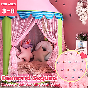 Tiny Land Princess-Tent with Star Lights & Carry Case, Pop Up Play-Tent, Princess Castle Indoor Playhouse, Foldable Kids Play Tent Outdoor, Toddler-Tent for Girls