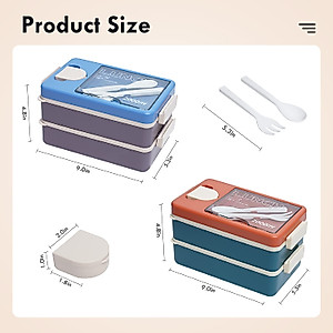 Aomola Bento Box Adult Lunch Box, 2000ML Bento Lunch Box with 4 Compartment for Older Kids or Teens, Tableware & Sauce Vontainers, BPA-Free, Dishwasher Safe, Food-Grade Materials, Leakproof (Orange)