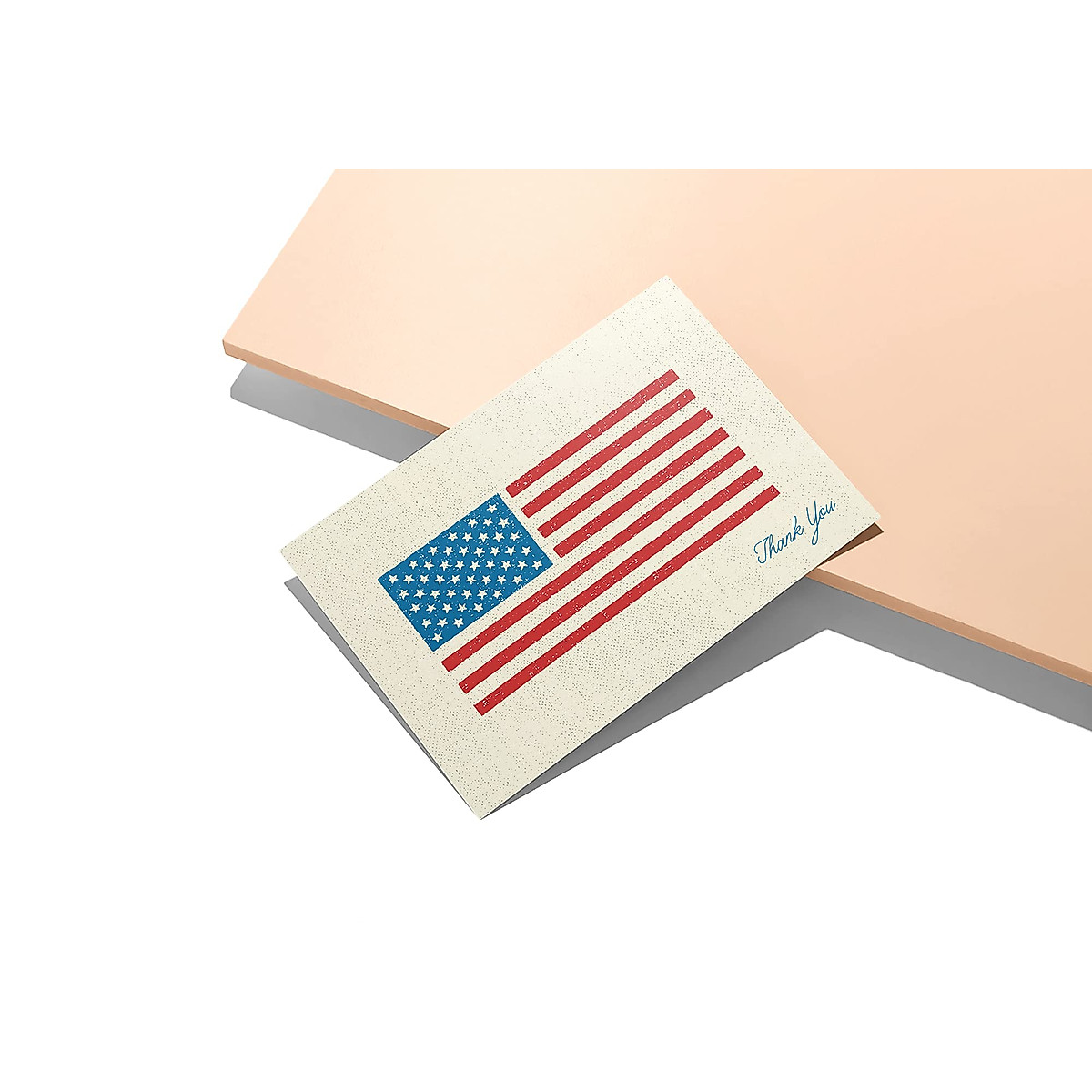 Twigs Paper - American Flag Thank You Cards - Blank Patriotic Stationary Cards w/Envelopes - Greeting Card for Veteran's Day, Memorial Day, 4th of July & More - Made In USA - 5.5" x 4.25" (Set of 12)