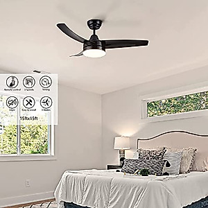 Wellspeed Ceiling Fans with Lights, Black Ceiling Fan, 42 Inch Modern Ceiling Fan with Remote Control，Adjustable Light and Dark， for Bedroom, Living Room, Patios