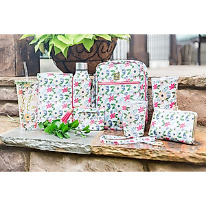 Cambridge Floral Pink and Gold Tone 5 x 4 Polyester Fabric Tasseled ID Wallet