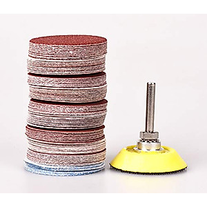 Adwikoso 100 Pieces 2 Inch Sanding Discs, 80-3000 Grit Sandpaper with 1/4 Inch Inch Shank Backing Plate and Soft Foam Buffering Pad, for Drill Grinder Tool, Hook and Loop Sand Paper Assortment Pack