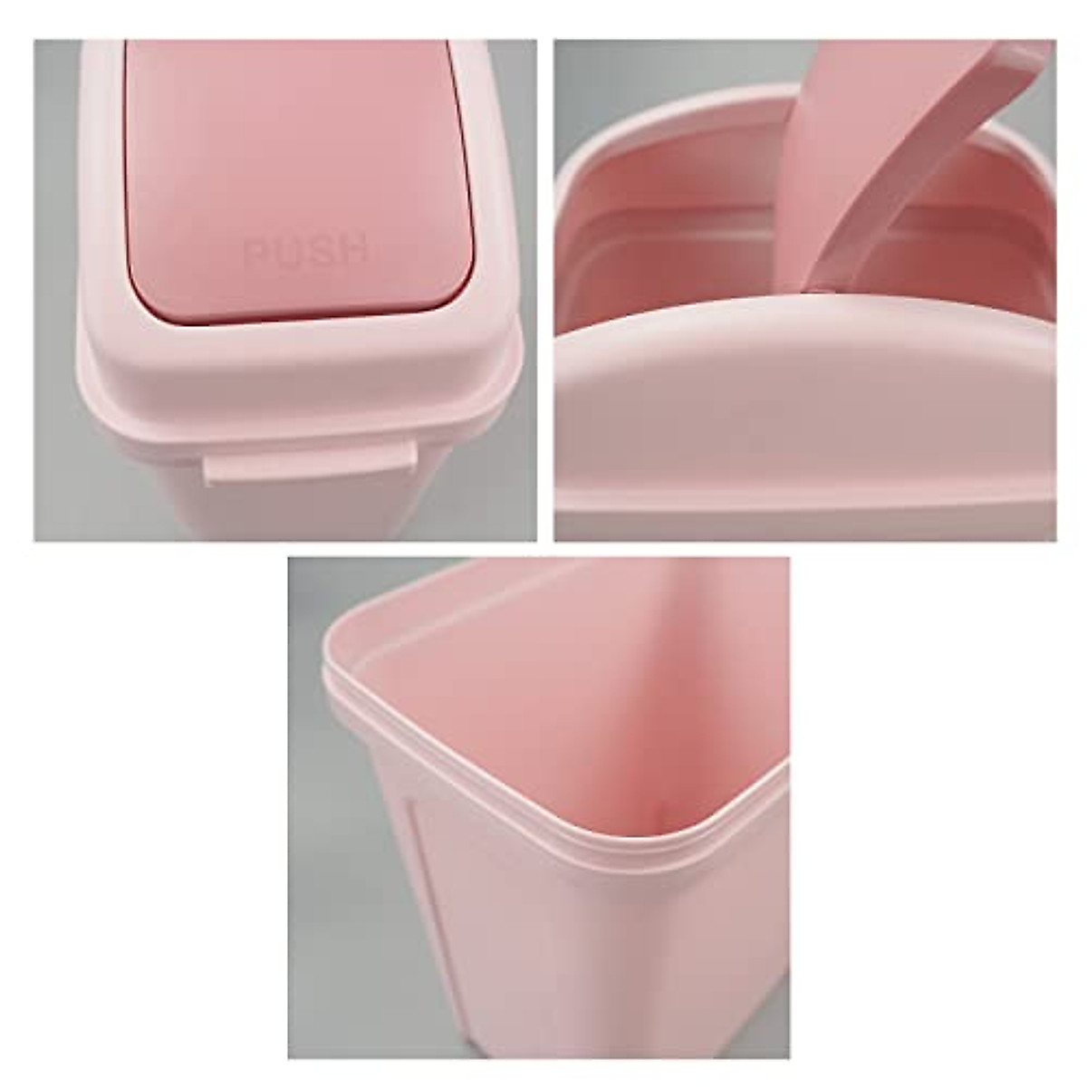 Zopnny Plastic Swing Lid Trash Can, Garbage Can with Swing-top Lid, 1-Pack, Pink