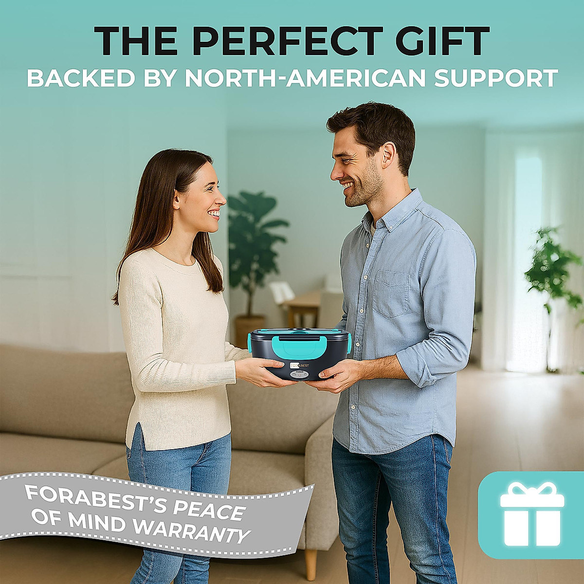 FORABEST Electric Lunch Box Food Heater 2-In-1 Portable Food Warmer Lunch Box for Car & Home – Leak proof, 2 Compartments, Removable 304 Stainless Steel Container, SS fork & spoon and Carry Bag