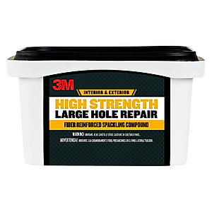 3M High Strength Fiber Reinforced Spackling Compound, 32 oz., Ideal for Large Hole Repair Cracks and Damaged Surfaces in Drywall, Plaster, Stucco, Concrete and Wood, For Easy Wall Repair (LHR-32-BB)