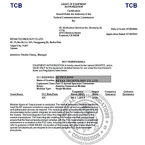 REYAX RYLR998 UART Interface 868/915 MHz Lora Module with Antenna FCC CE NCC Certification