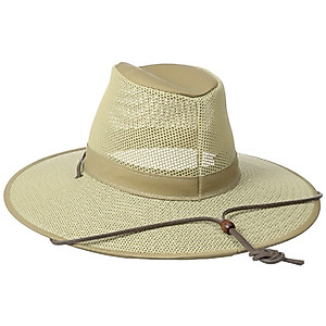 Henschel Hats Aussie Breezer Hat - Crushable Soft Mesh Hat - Men's Summer Hats for Sun Protection with Adjustable String - Ideal for Outdoor Activities & Other Occasions Khaki