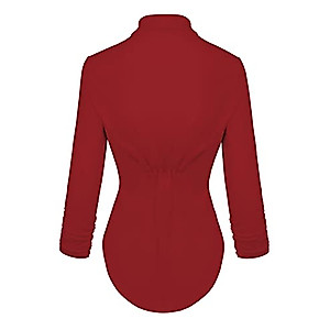 Womens Casual Work High Low Blazer Jacket JK45590X 1073T Dark RED 2X