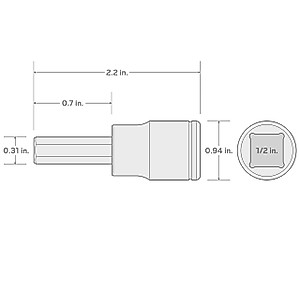 TEKTON 1/2 Inch Drive x 8 mm Hex Bit Socket | SHB23208