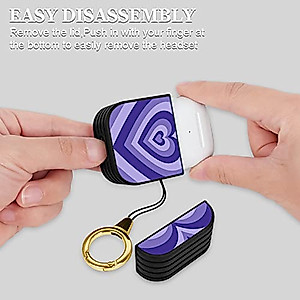 OOK Case Compatible with Airpods 1&2 Magnetic Closure Full Body Protective Hard Plastic Airpods Case Purple Heart Design Wireless Charging Black Cover with Ring Key-Chain
