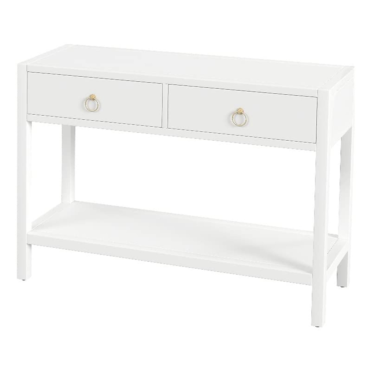 BOWERY HILL Modern 44" Two Drawer Wood Console Table - White