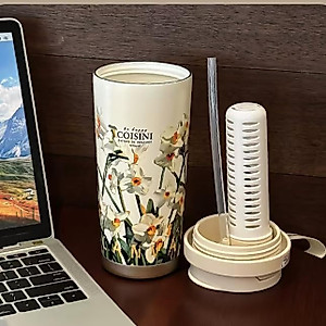 18 oz Coffee Travel Mug with Straw & Flip Lid, Sunflower Tumbler Cup, Double Wall Stainless Steel Vacuum Insulated Tumbler Cup