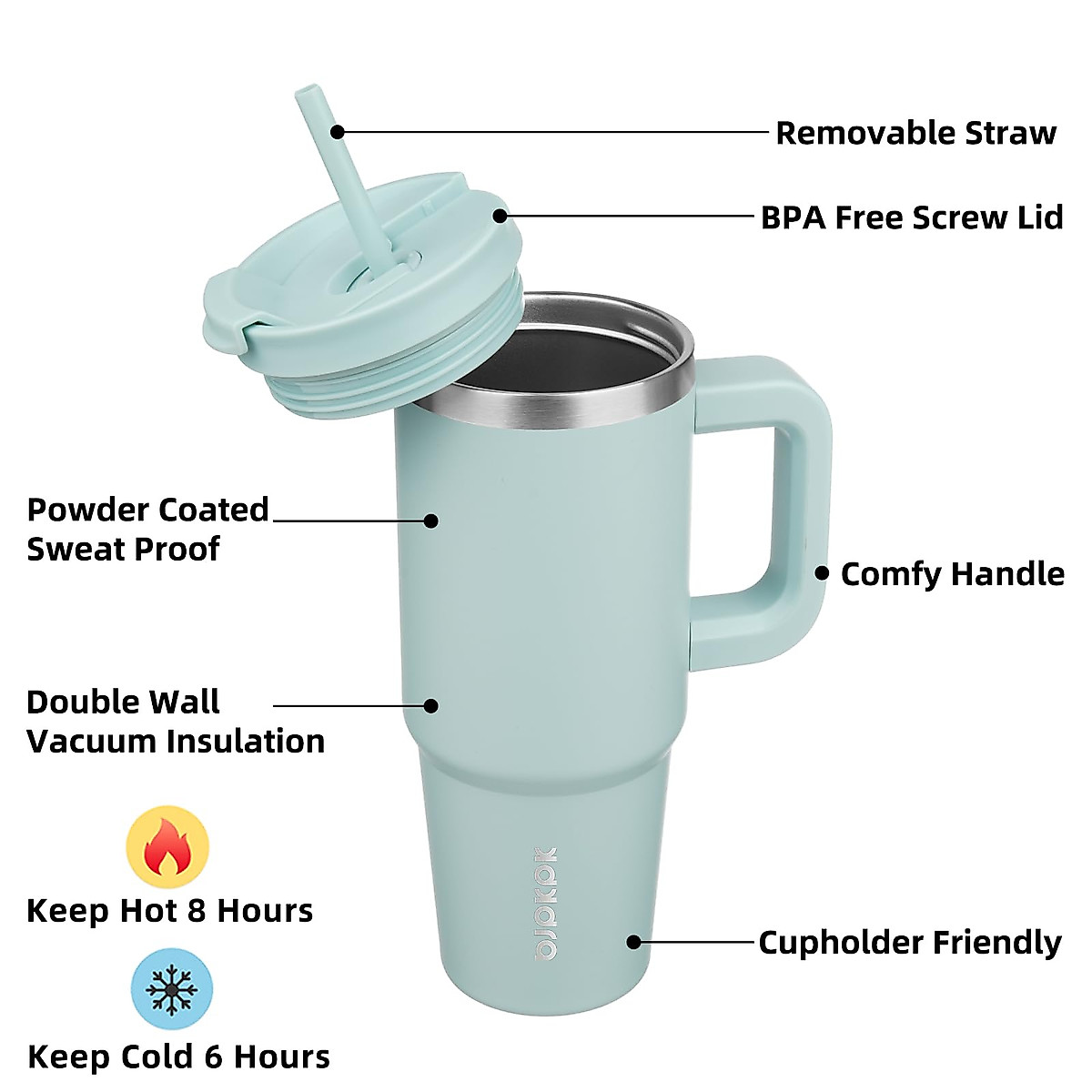 BJPKPK 30 oz Tumbler With Handle Insulated Tumblers With Lid And Straw Stainless Steel Thermal Cup,Blue Haze