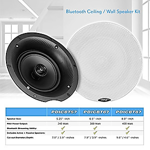 Pyle 5.25” Pair Bluetooth Universal Flush Mount In-wall In-ceiling 2-Way Speaker System Dual Polypropylene Cone & Polymer Tweeter Stereo Sound 240 Watts (PDICBT57),Black
