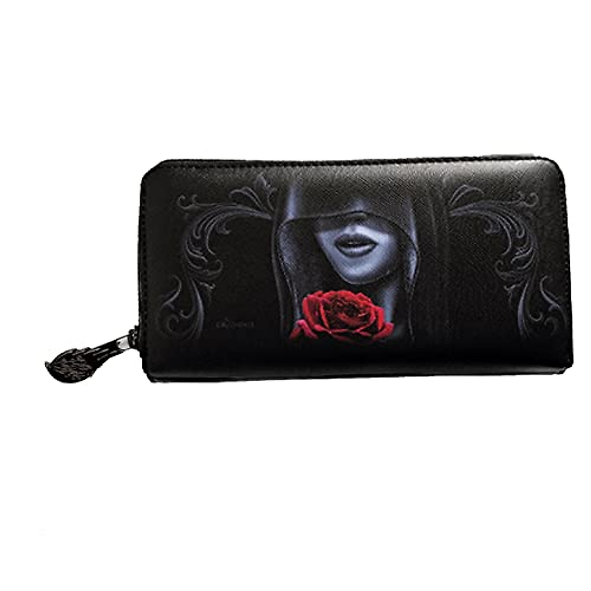 DGA Rockabilly Day of the Dead Devotion Red Rose Womens Clutch Zippered Wallet