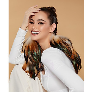 Fashmorous Dangle Earrings for Women Fashion Nature Feather Earrings for Women Fashion Feather Earrings with Leaf Shape Hook