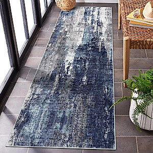 Uphome Washable Runner Rug, 2x6 Abstract Bathroom Runner Rug, Blue Soft Non-Slip Hallway Rug, Modern Neutral Aesthetic Indoor Rug for Kitchen Bedroom Porch