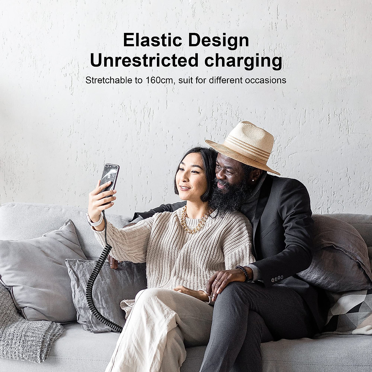 Arkidyn Coiled USB-C to Lightning Cable, MFi Certified Retractable USB C iPhone Charger Cord Charging Cable Compatible with iPhone 14 13 12 11 Pro Max XR XS X 8 7 6 Plus 5 SE