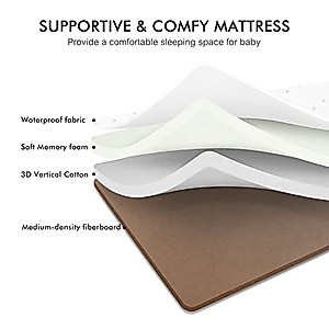 ANGELBLISS 3 in 1 Baby Bassinet, Rocking Bassinets Bedside Sleeper with Comfy Mattress and Wheels, 6 Height Adjustable Easy Folding Portable Bedside Crib for Newborn Infant