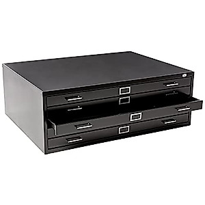 Safco Products Flat File for 42" W x 30" D Documents, 5-Drawer (Additional Options Sold Separately), Black