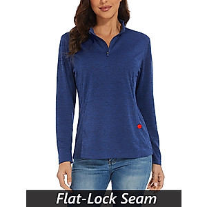 MAGCOMSEN SPF Golf Shirt Summer Shirts for Women Uv Protection Shirts Running Shirts Workout Shirts Athletic Shirts Dark Blue L