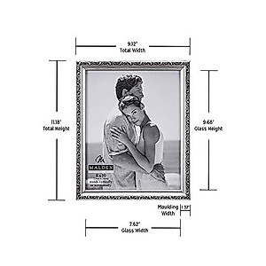 Malden International Designs Fashion Metals Bezel Wooden Picture Frame, 8x10, Silver
