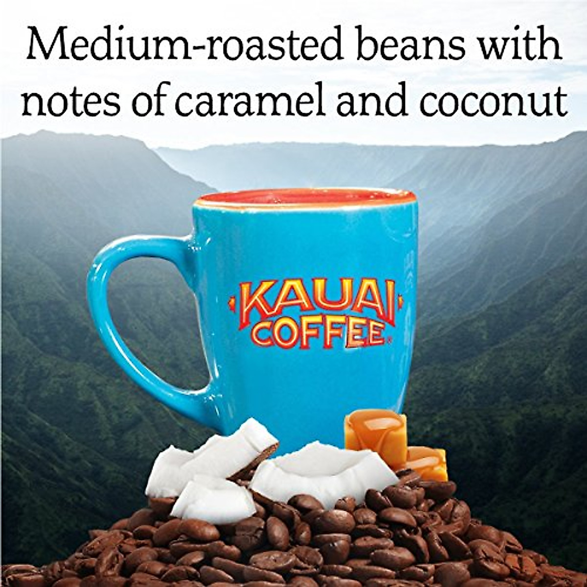 Kauai Hawaiian Ground Coffee, Coconut Caramel Crunch Flavor (10 Ounces) - 10% Hawaiian Coffee from Hawaii's Largest Coffee Grower - Bold, Rich Blend