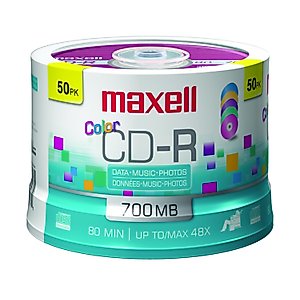 Maxell 700 MB Color 50pk CD-Recordable Discs 50-Pack