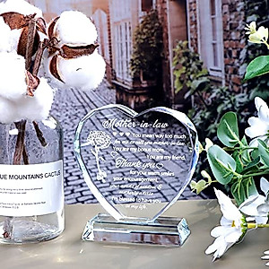 Movdyka Mother in Law Gifts from Daughter in Law Birthday, Bonus Mom Gifts for mother in law, Heart-Shaped Glass Keepsake Gifts for Mother in Law Unique on Mothers Day & Wedding Day