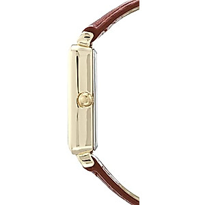 Anne Klein Women's Japanese Quartz Dress Watch with Faux Leather Strap, Brown, 14 (Model: AK/3820GPHY)