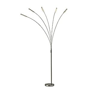 Adesso 2131-22 Zodiac LED Arc Lamp with Smart Switch, 93 in, 5 x 7W LED, Brushed Steel, 1 Floor Lamp