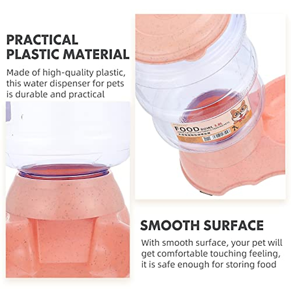 PATKAW Automatic Pet Feeders Water Dispenser 3.8L Auto Cat Dog Water Drinking Bowl Gravity Water Food Bowls Pet Feeding Tray Water Dispenser for Puppy Pink