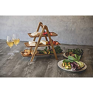 TOSCANA - a Picnic Time brand, 3 Tiered Serving Ladder - Charcuterie Boards - Wood Serving Platters