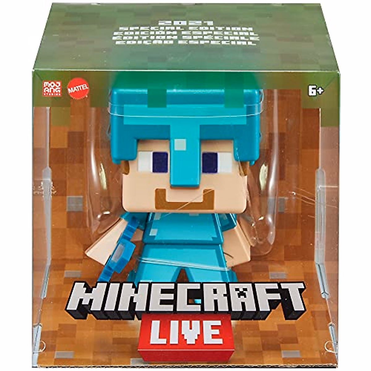 Mattel Minecraft 2021 Special Edition Figure – Large-Sized Steve in Diamond Armor for Minecraft Live Festival, Action Toy for Kids Ages 6 Years and Older