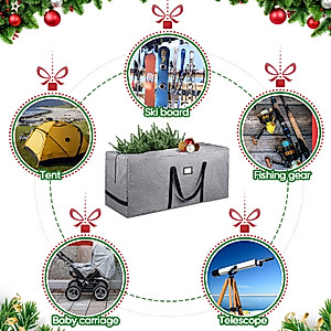 BALEINE 7.5 ft Christmas Tree Storage Bag, Heavy Duty 900D Oxford Fabric with Reinforced Handles and Dual Zippers Wide Opening, Extra Large Storage Container for Trees and Decorations (Grey)