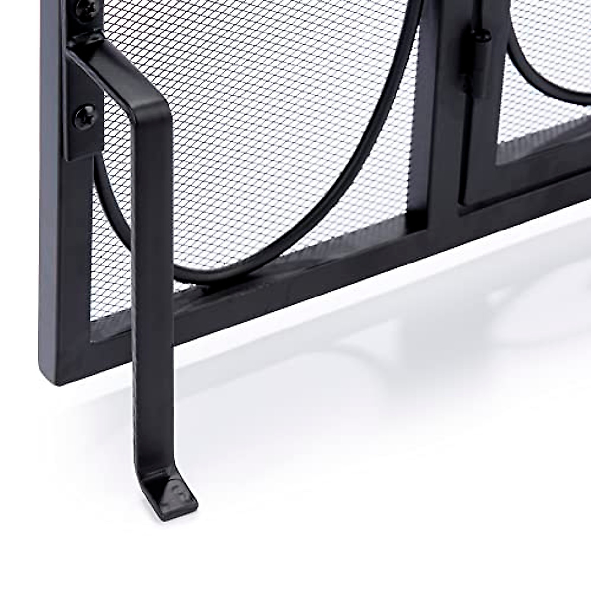 Uniflame Single Panel Black Wrought Iron Ornate Fireplace Screen with Doors