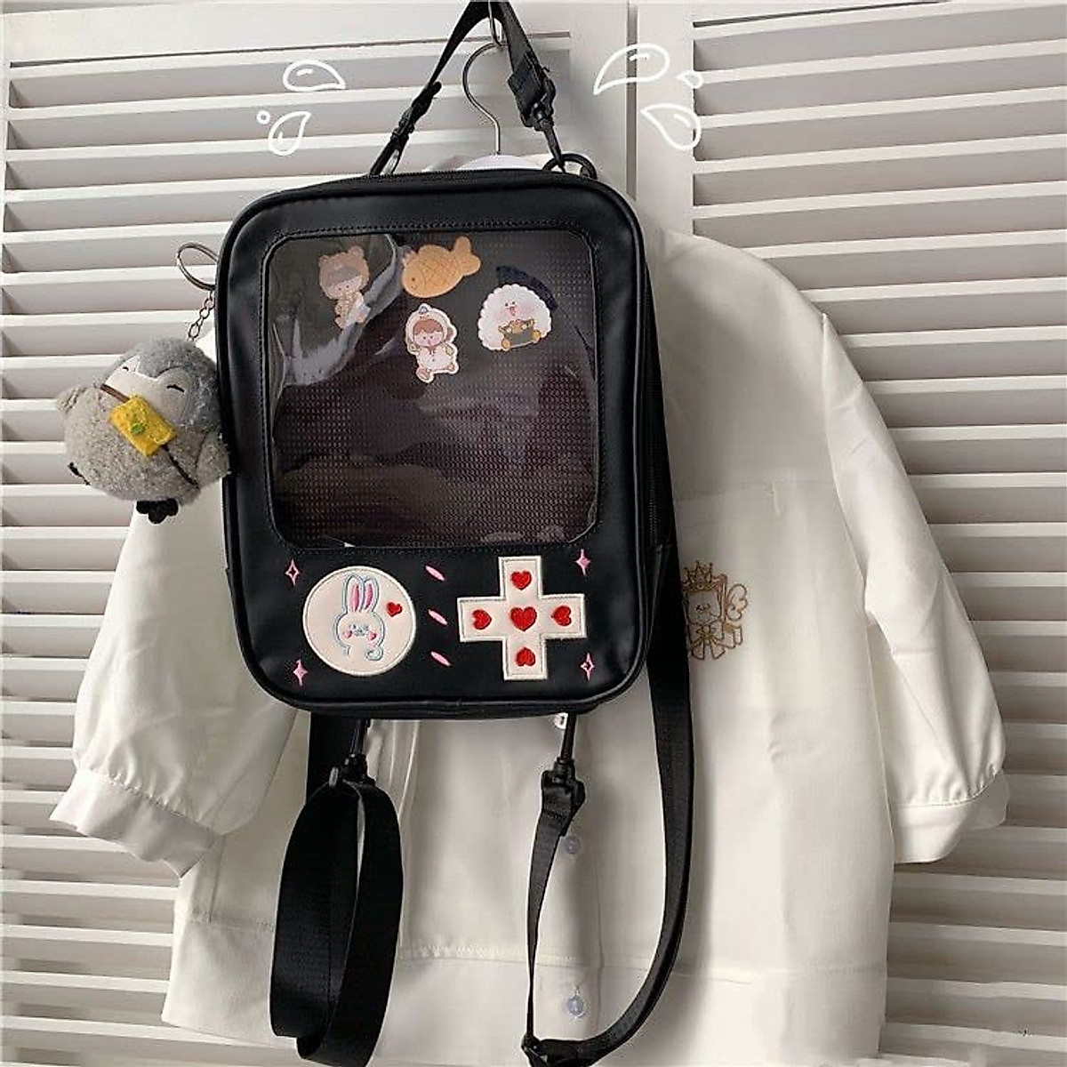 AWXZOM cute Ita Backpack Fashion Gameboy Style itabag Kawaii Backpack pin display backpack ita bag backpack cute backpack (black)