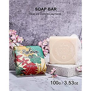 Gifts for Women, BFF LOVE-5pcs Cherry Blossom Bath and Body Set, Spa Kit Gift Set for Women with Massage Oil, Scented Candle, Bath Salt, Hand Cream & Soap, Gift Baskets for Women